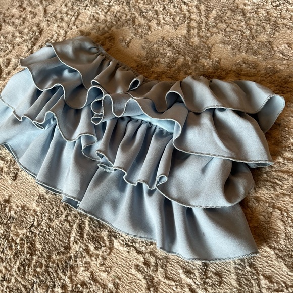 Tops | Navy Blue Ruffle Top | Poshmark